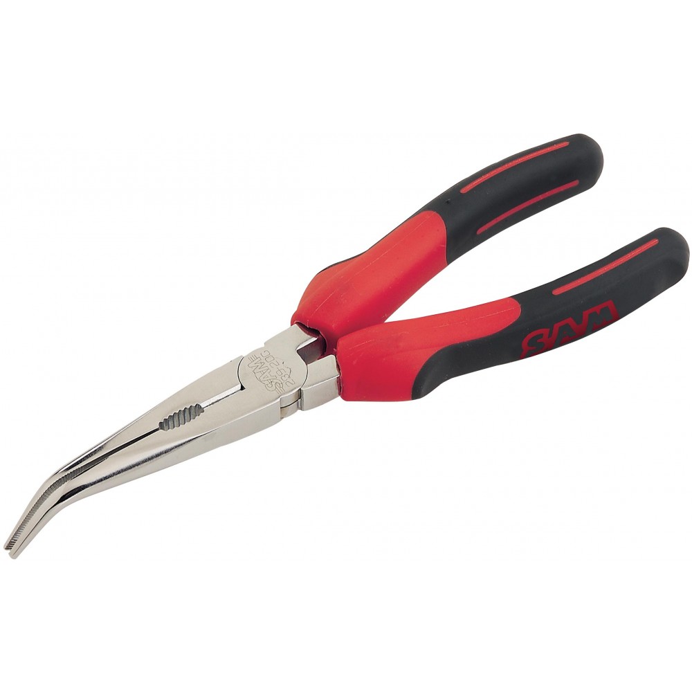 Pince à bec demi-rond coudé fin 239-20GE - manche bi-matière SAM ...
