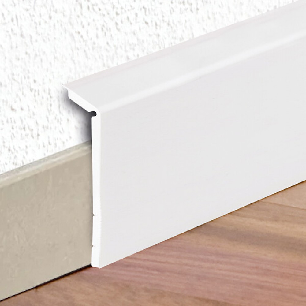 Plinthe murale de recouvrement en PVC à coller - 2500 x 114 mm - blanc ...