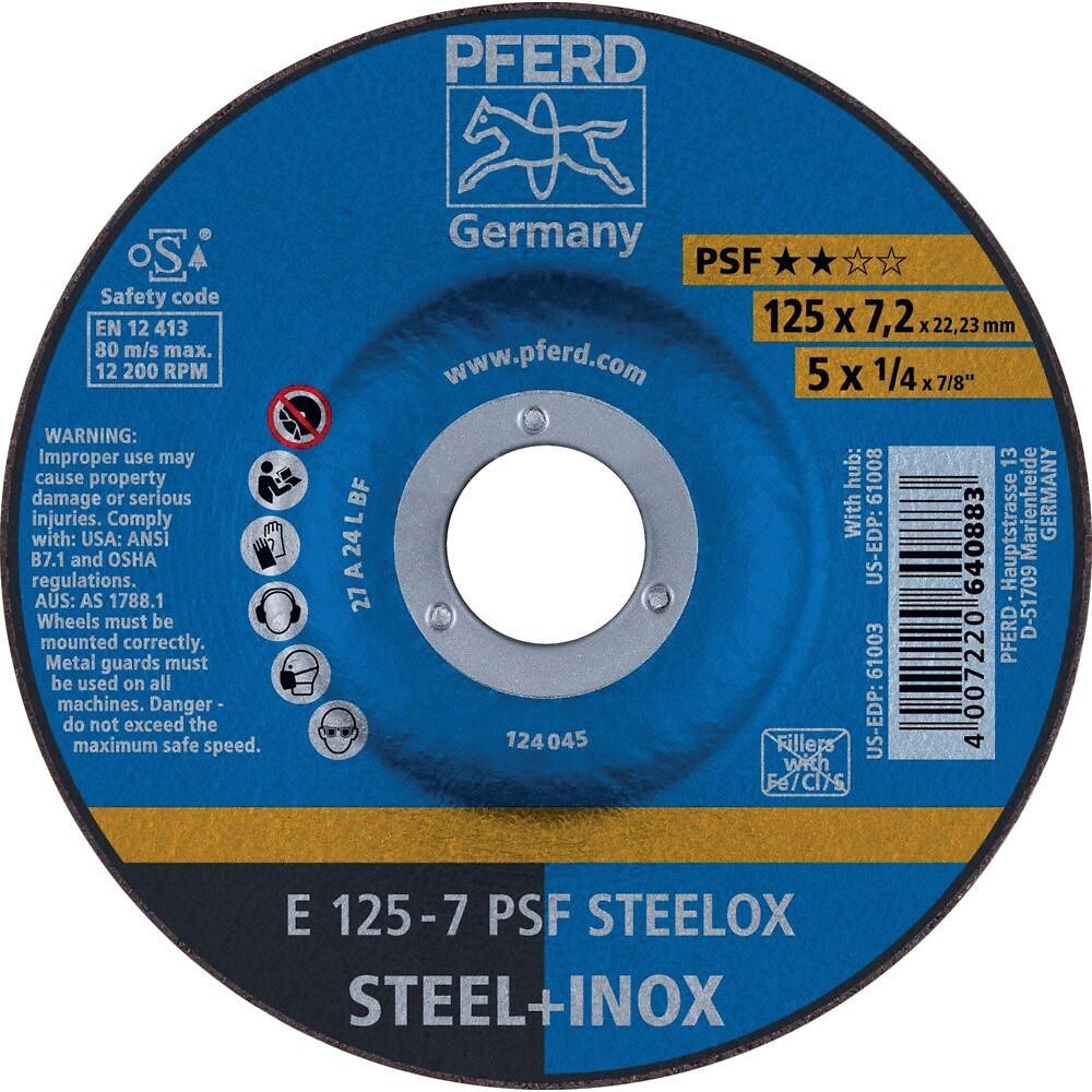 Disque à ébarber déporté universel acier et inox - 125x7,2mm - par 10 ...