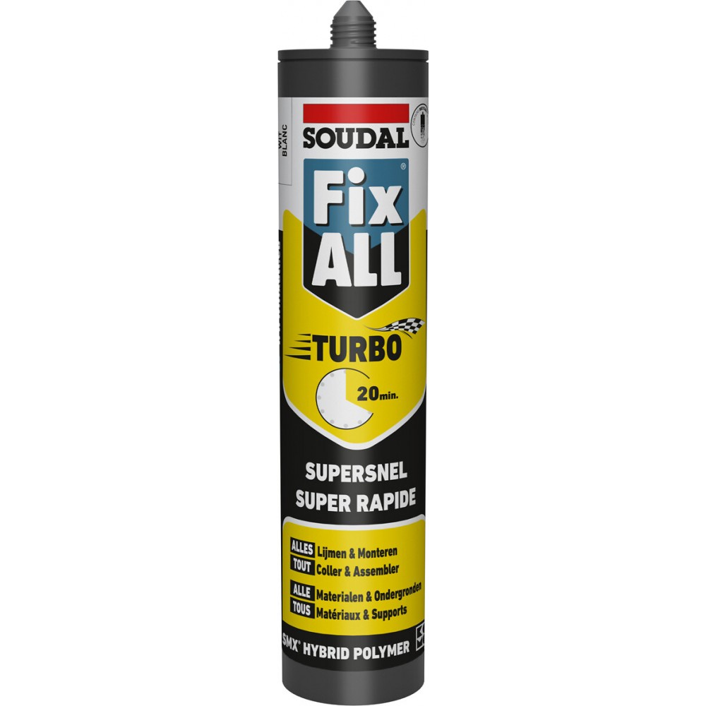 Mastic-colle polymère banc à collage ultra rapide Fix ALL Turbo SOUDAL ...