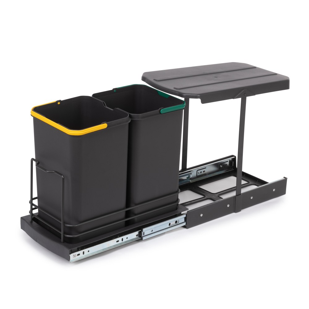 Poubelle de recyclage pour cuisine - 2x12 L - plastique - fixation au ...