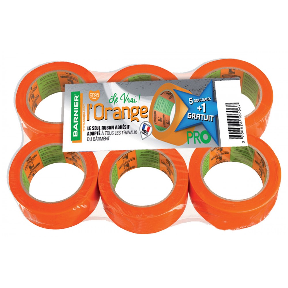 Lot de 5 rouleaux adhésif multi-usages 6095 orange + 1 gratuit ...