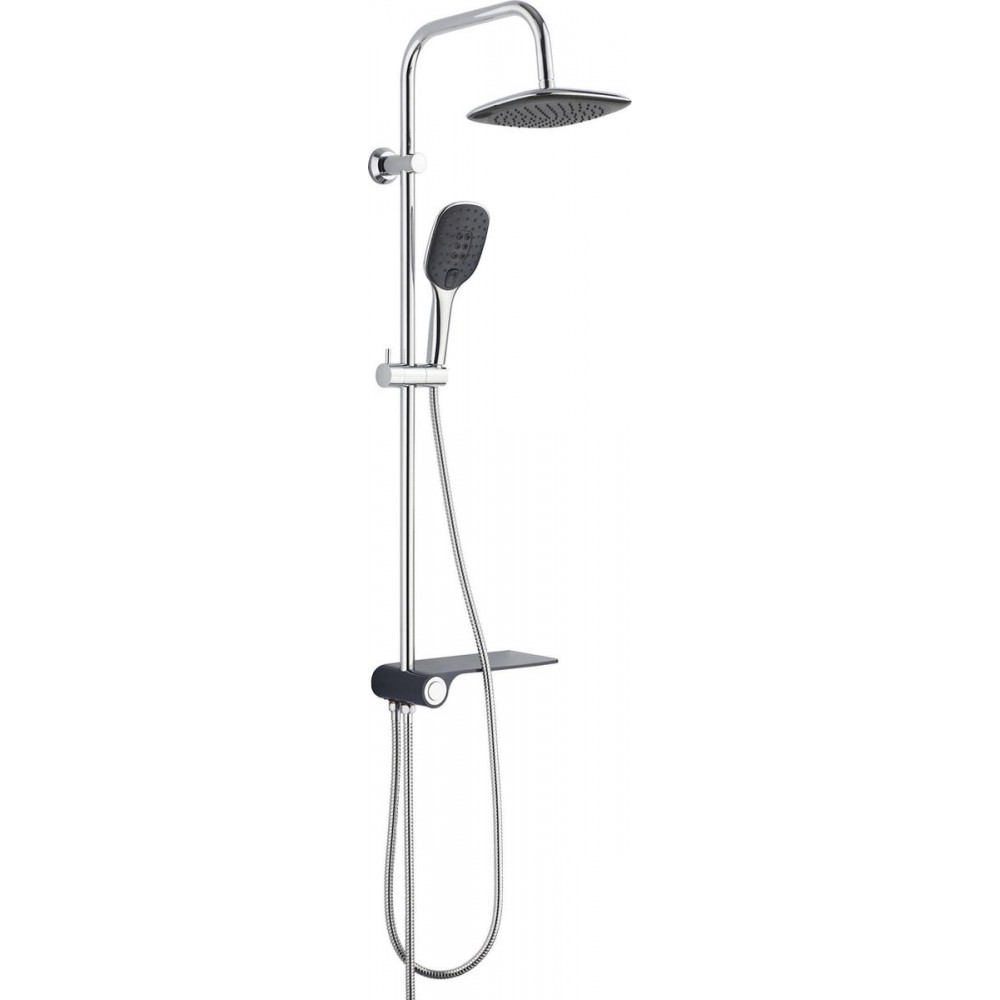Colonne de douche avec tablette anthracite et pommeau carré - Aquastar ...