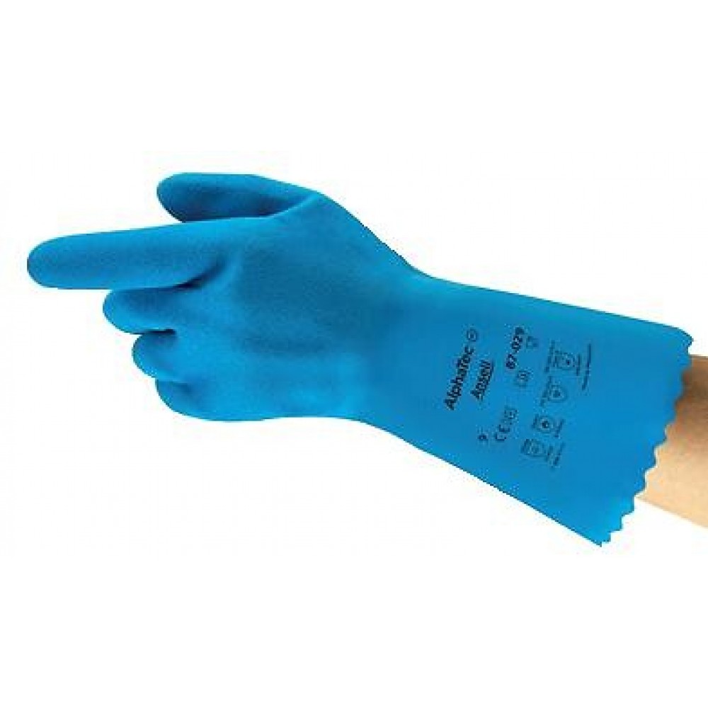 Gants de protection chimique bleus ALPHATEC® 87-029 - 12 paires ANSELL ...