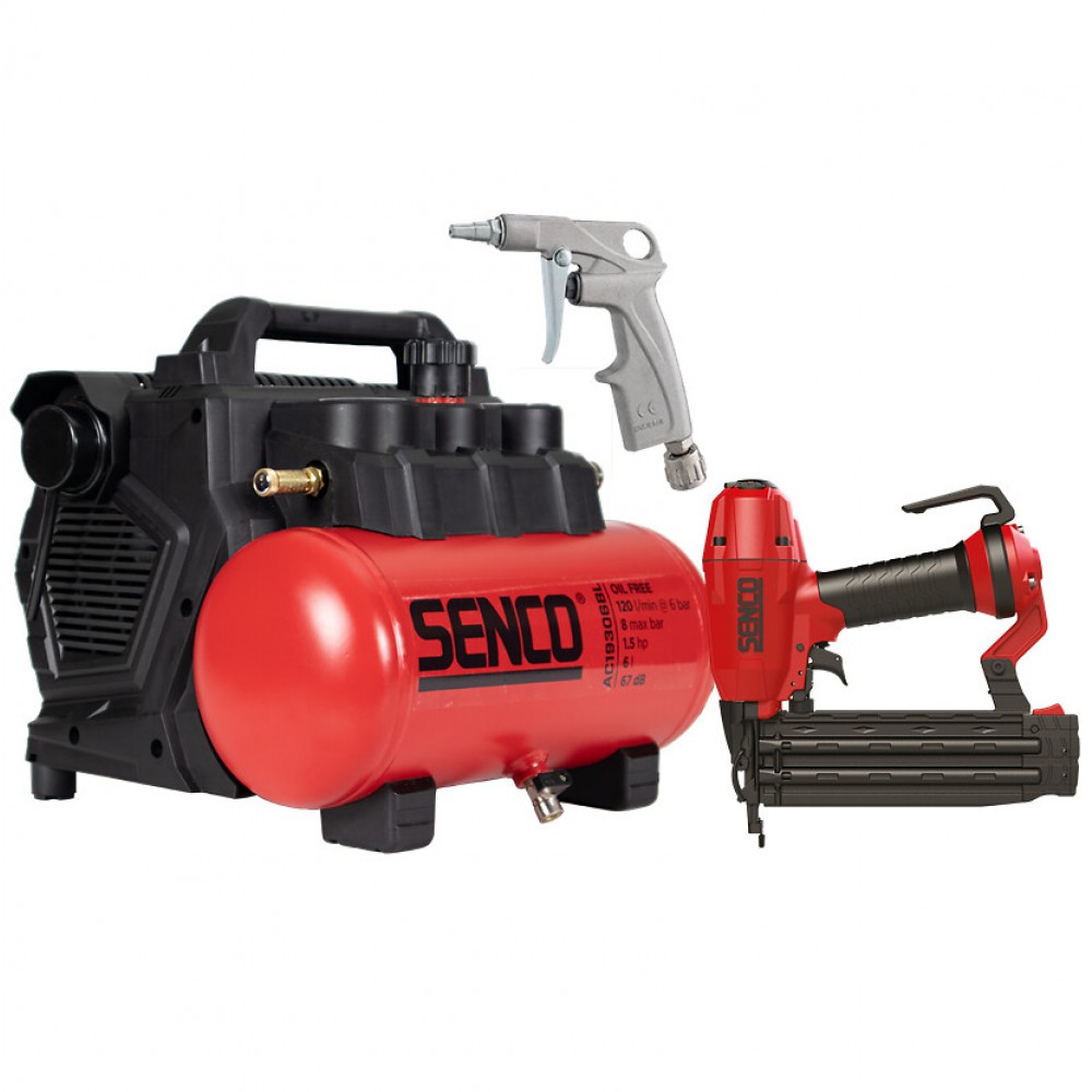 Pack compresseur, cloueur de finition et tuyau avec soufflette SENCO ...