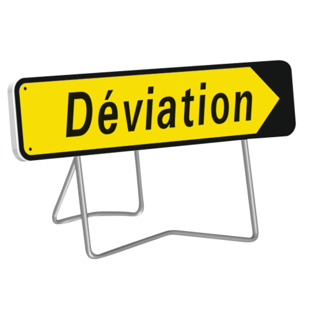 Panneau de signalisation "DÉVIATION" - flèche amovible classe T1 ...