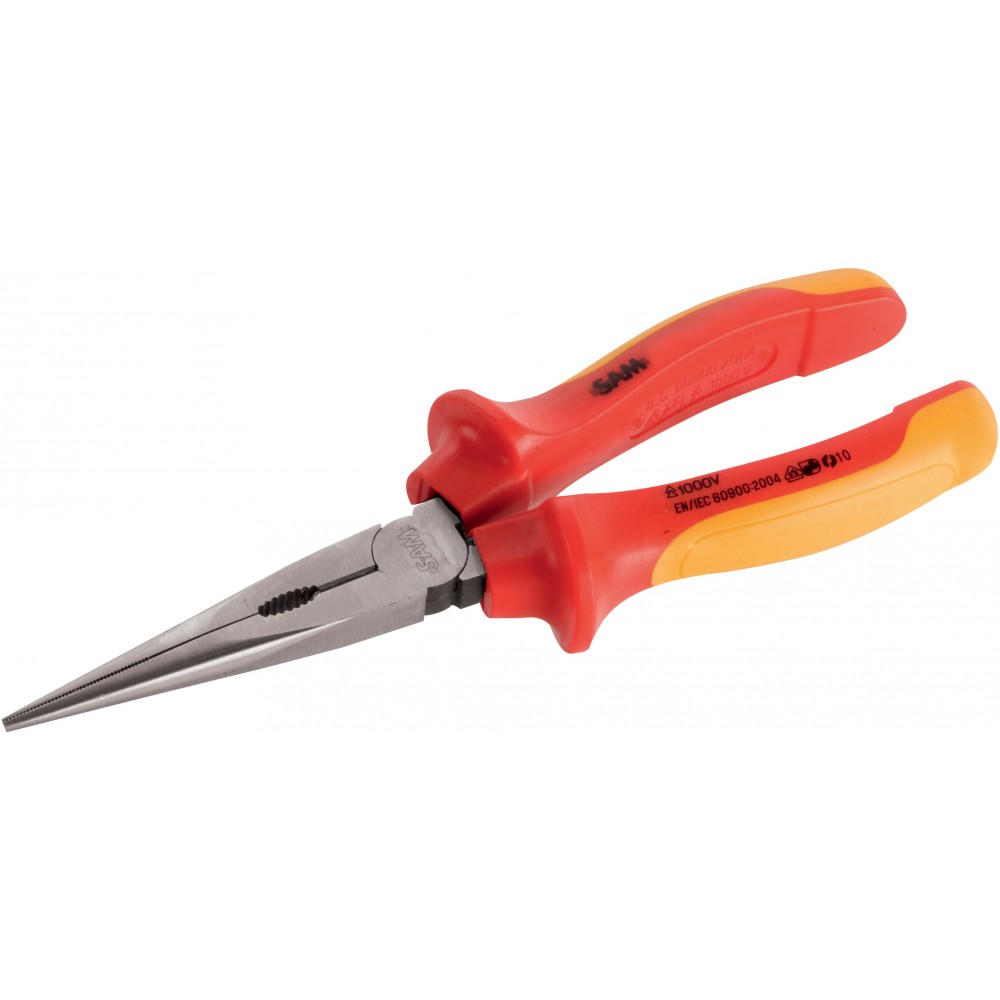 Pince à bec strié demi-rond droit - branches bi-matière isolées 1000V ...