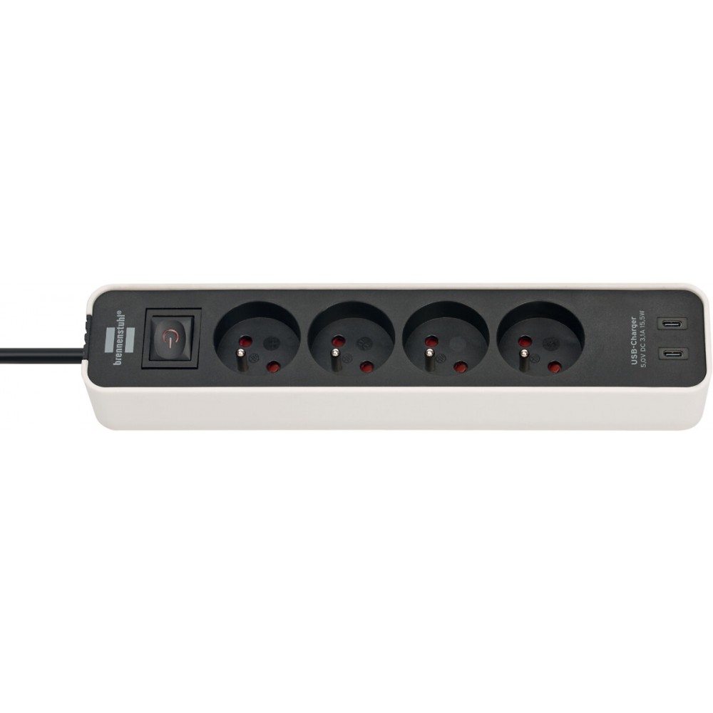 Bloc multiprise Ecolor avec interrupteur - 4 prises et 2 ports USB-C ...