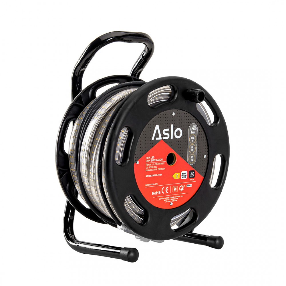 Ruban LED sur enrouleur IP65 230V 4000K - 25 mètres recoupables ASLO ...