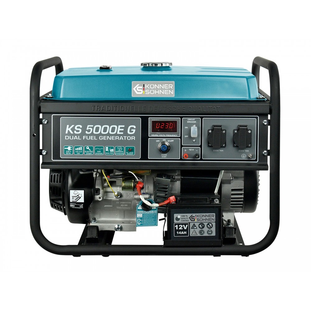 Groupe électrogène à essence/gaz - démarrage manuel/électrique - 4,5 kW - 230V - KS 5000E G ...