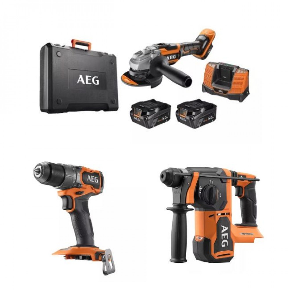 Pack 3 outils 18V + 2 batteries 4Ah, chargeur et coffret - FR18-AEG-3BL ...