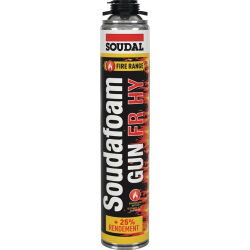 Mousse polyuréthane coupe-feu - Soudafoam Gun FR HY - 750 ml SOUDAL | Bricozor