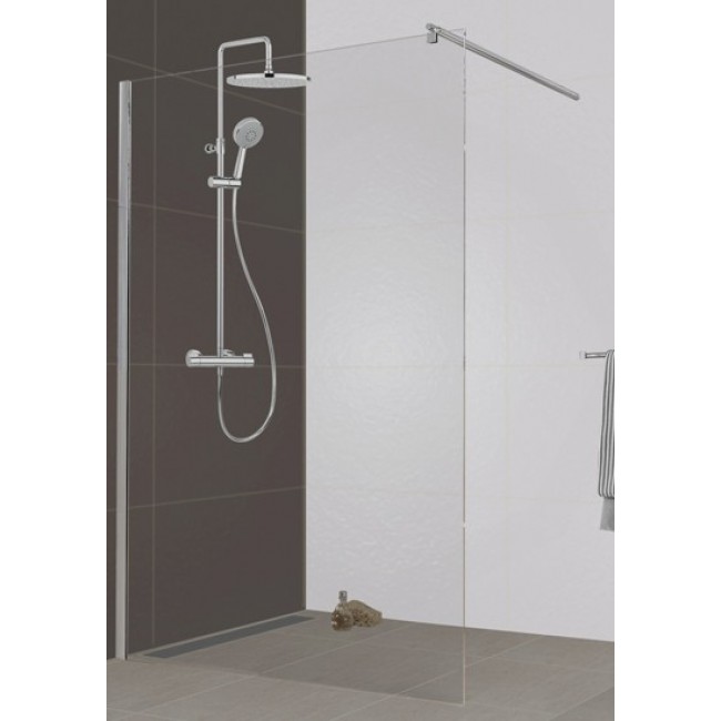 Paroi de douche à l'italienne Open 2 - verre transparent - 140 cm LEDA ...